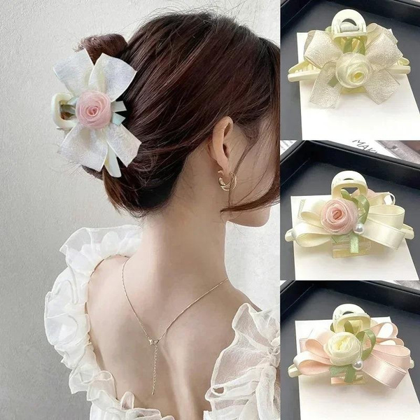 1pc Small Fresh Flower Hair Clip Large Grip Clip Female Back of Head ...