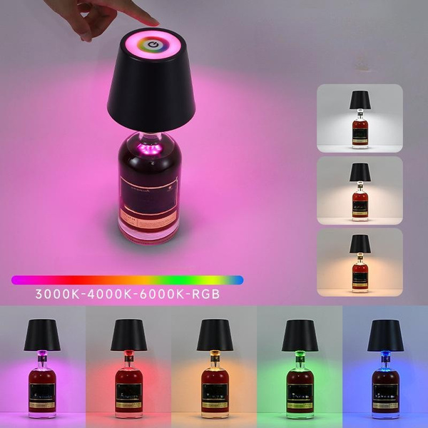 New RGB Plug-in Wine Bottle Light Metal Wine Bottle Table Lamp ...