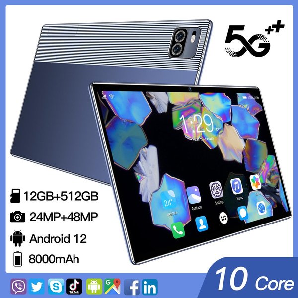 2024 Advanced 12-Inch Android Tablet PC, 10-Core Processor, 5G Dual WiFi, 2560x1600 IPS Screen ...