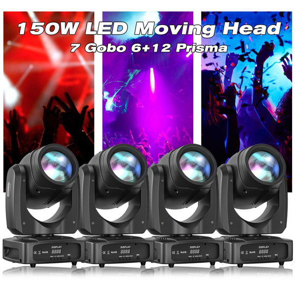 150W LED Moving Head Spotlight DMX512 7 Gobo 6+12 Prism Stage Light DJ ...