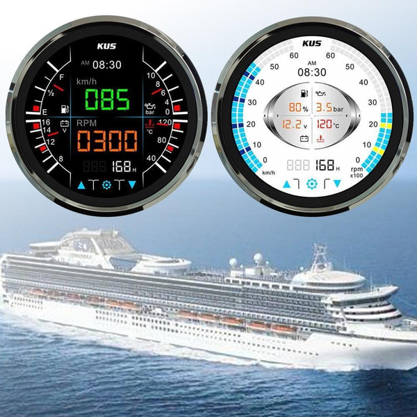 KUS 135mm Multifunction Digital Gauge with GPS Speedometer Tachometer REV Counter Fuel Level ...