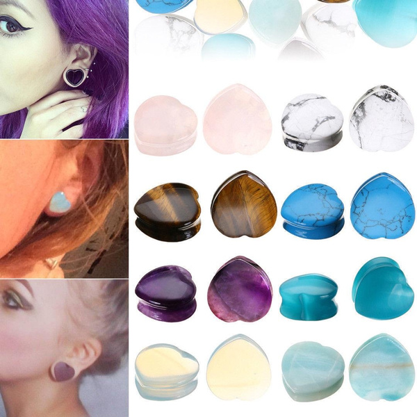 TOPBRIGHT® 2pcs Heart Flesh Ear Gauges Ear Expander Stretcher Piercing ...