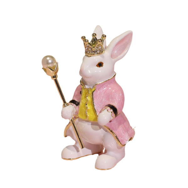 Prince Rabbit Trinket Box Enameled Jewelry Keepsake Box Bunny Metal ...