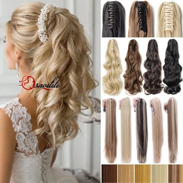Fashion Girls Long Straight/Curly Ponytail Wigs Claw Clip Pony Tail ...