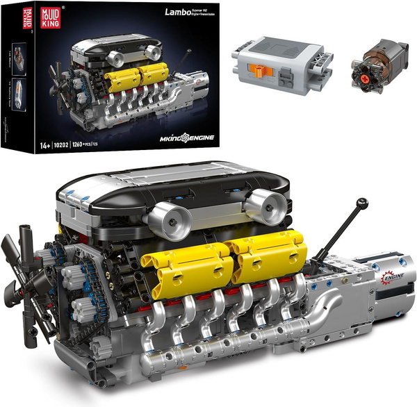 MOULD KING 10202 Technical MOC Lambo V12 Cylinder Building Blocks ...