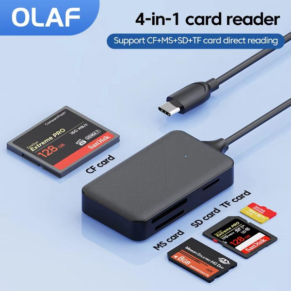 Elough 4 in 1 USB/Type C Card Reader SD/TF/CF/MS Smart Memory Card Reader High Speed Transfer ...