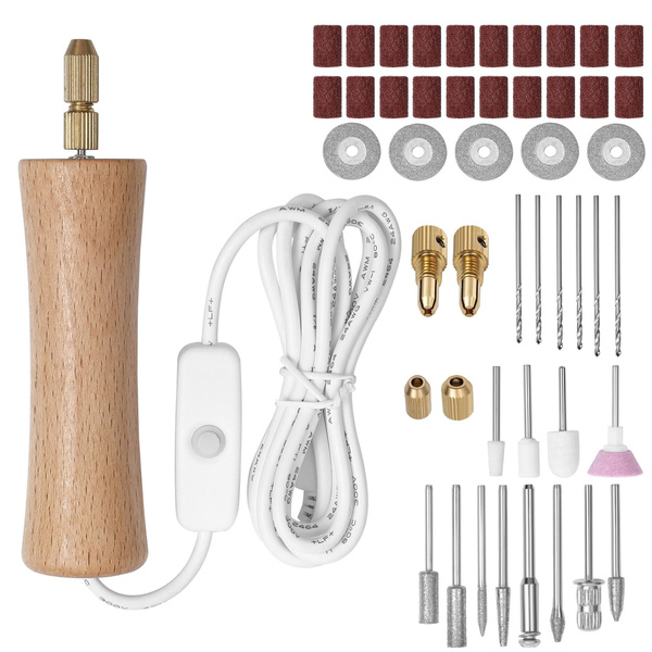 Premium Electric Resin Drill Set with Wooden Handle - USB-Powered ...