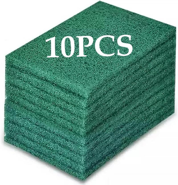 10Pcs Scour Pads Sponge Dish Scrubber Green Reusable Household Scrub ...