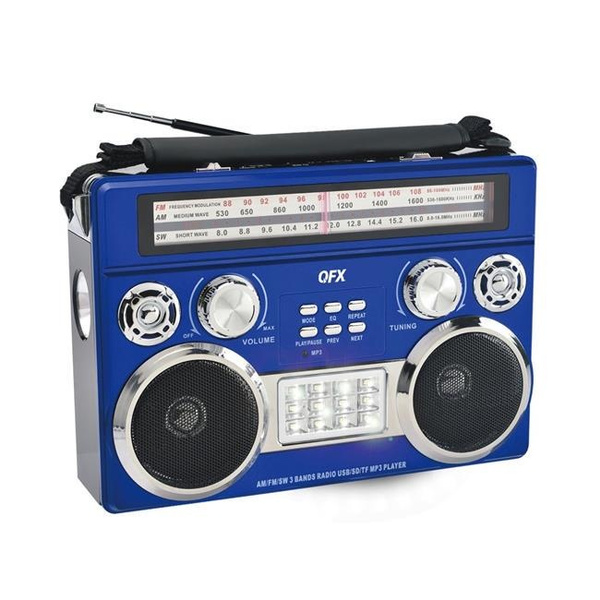 QFX R-333BT BLUE Retro AM & FM SW Radio with Bluetooth Flashlight ...