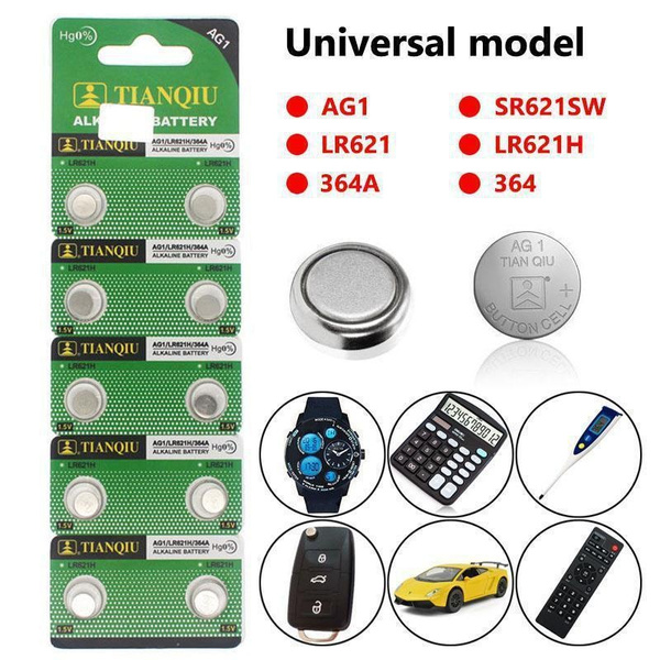 10Pcs/Pack Alkaline Button Battery AG1 364 LR621 SR621SW 1.5V Coin Cell ...