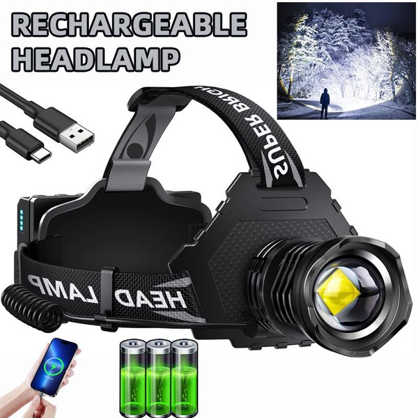 LED Rechargeable Headlamp , 98000/3000/500 High Lumen, XPH90.8 ...