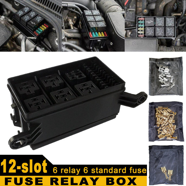 Car Fuse Relay Box 12-Slot Relay Fuse Block Holds 6 ATC/ATO 6 Relays ...