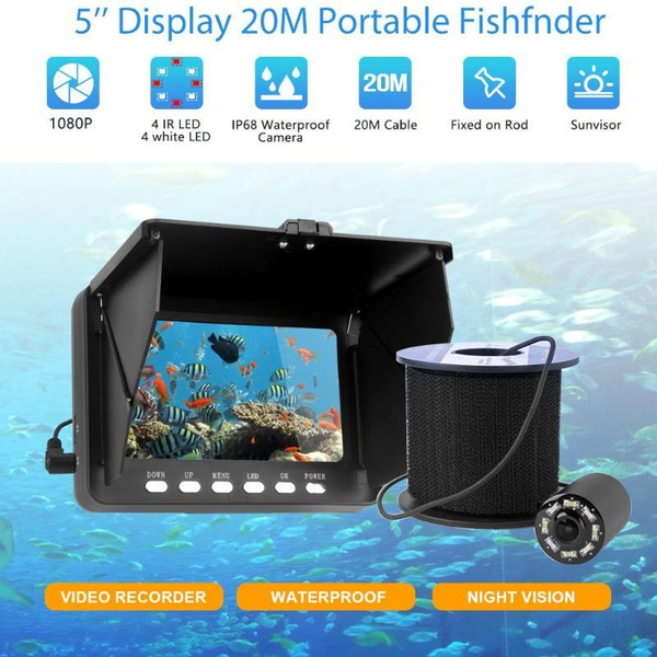 5 Inch Underwater Fishing Device 1080P Underwater Camera 20 Meters Line ...