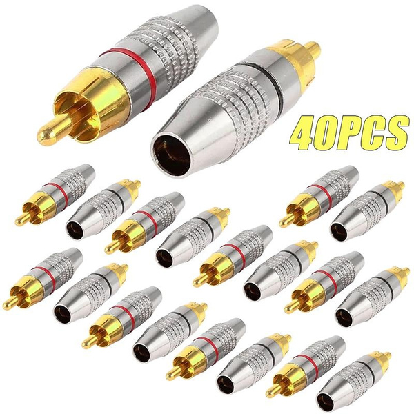40PCS Metal RCA Phono Connector 7mm Male Plug Solder Connection Audio ...
