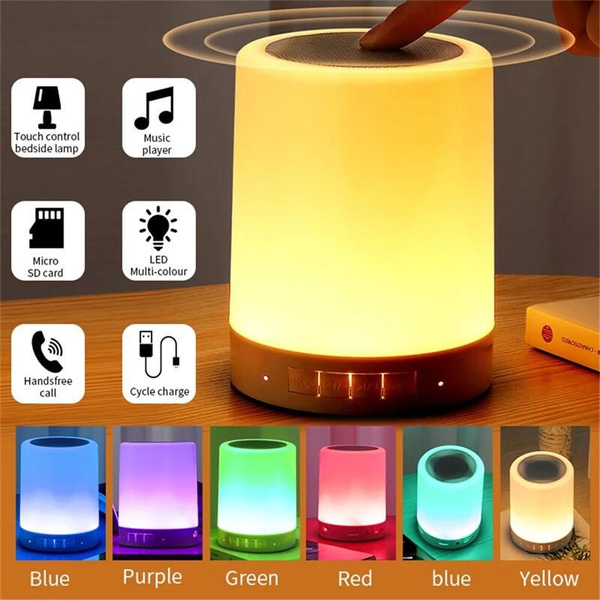 LED Night Light Touch Sensor Pat Lamp Portable Bluetooth Speaker ...