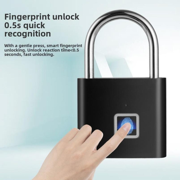 Rechargeable smart fingerprint padlock, outdoor waterproof and rust ...