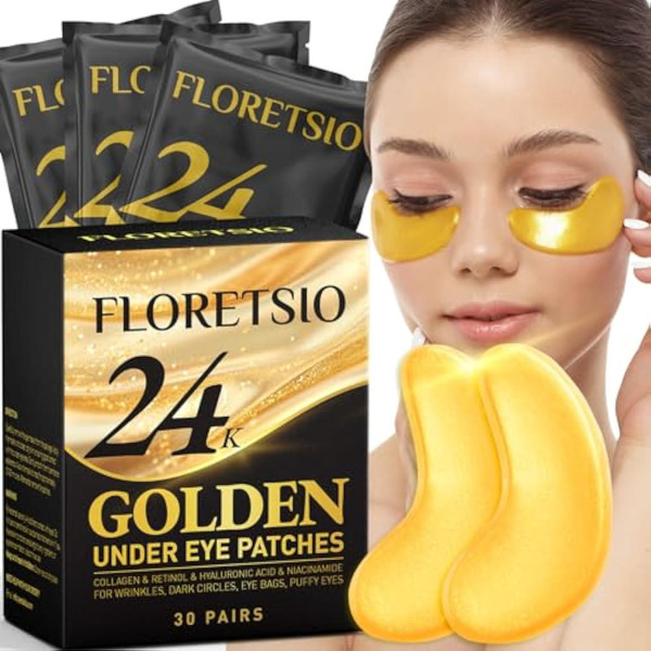 Under Eye Patches For Dark Circles 24K Gold Collagen Eye Mask For Puffy ...