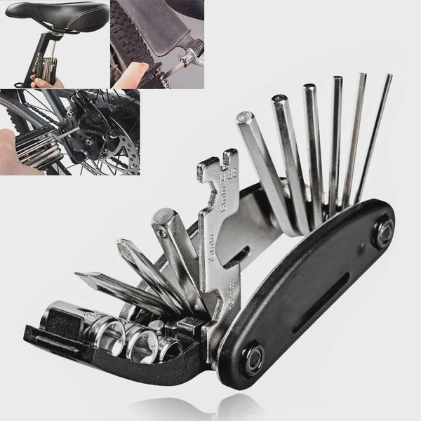 Bike Repair Tool Kits 16 in 1 Bicycle Multitool with Bike Tire Levers Hex Spoke Wrench Folding ...