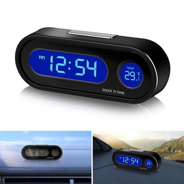 Mini Electronic Car Clock Time Watch Auto Clocks Luminous Thermometer ...