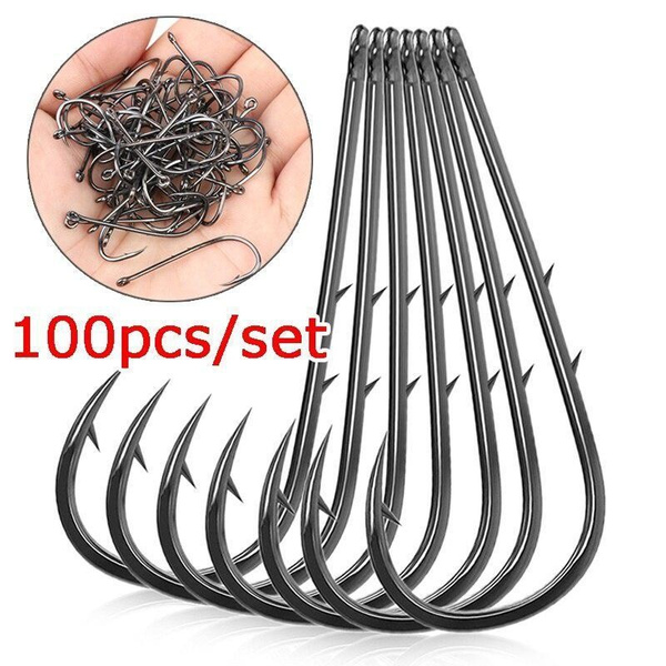 100pcs/lot Carbon Steel Fishhooks Barbed Fishing Hooks Sea Worm Carp ...