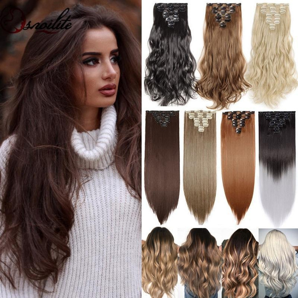 Real Thick Clips In Hair Extensions Silky Soft Heat Resistant Synthetic ...