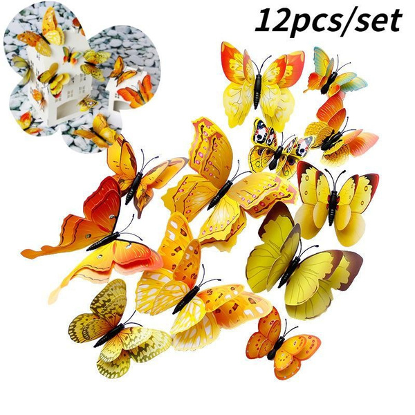 12Pcs Double Layer 3D Butterfly Wall Stickers Home Room Decor ...
