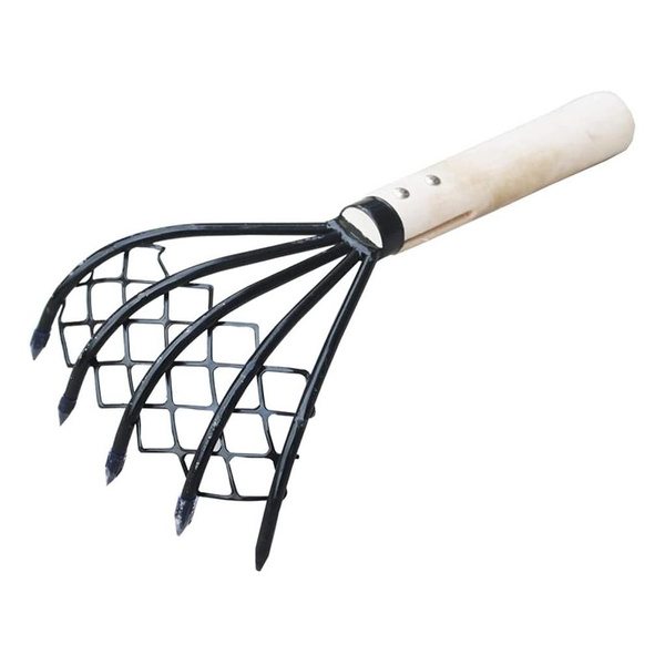 Claw Rake with Mesh Net 15 Inch Hand Rake 5-Tine Steel Clamming Claws ...