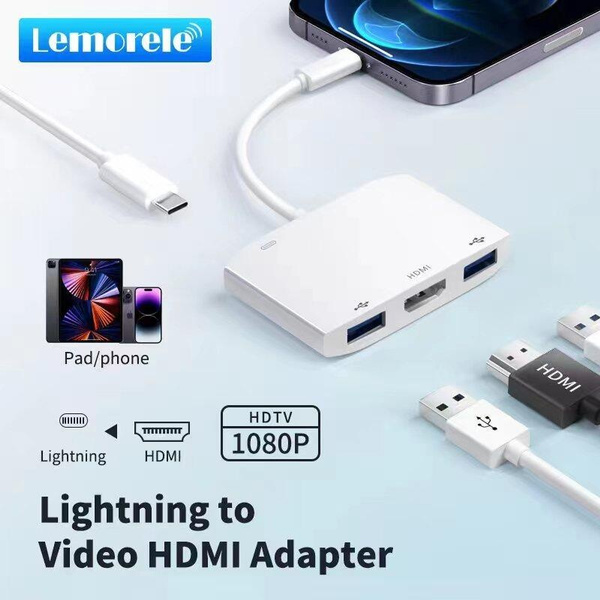 Lemorele LC05 Lighting HDMI USB adapter i-Phone HDMI USB hub for tablet ...