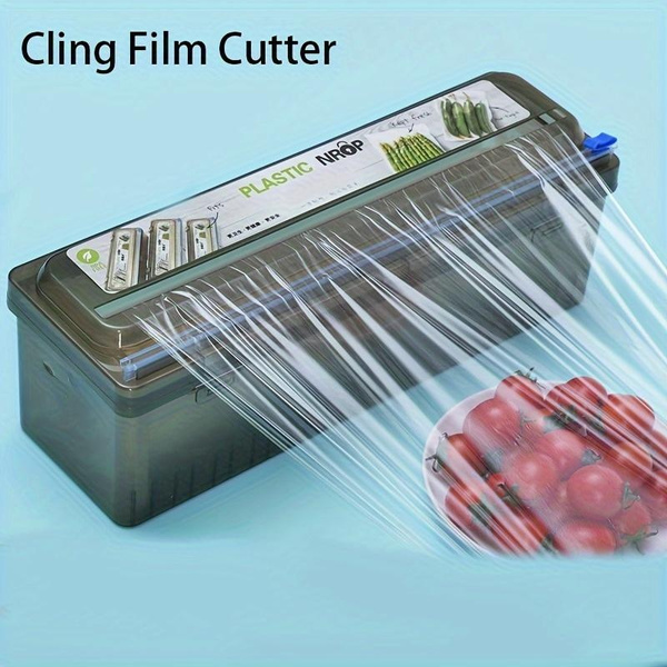 Large Roll Food-Safe Plastic Wrap Dispenser with Slide Cutter, Kitchen ...