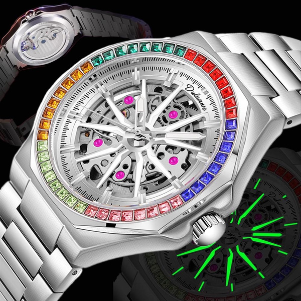 New Rainbow Diamond Bezels Watches Male Luxury Automatic Watch for Men ...