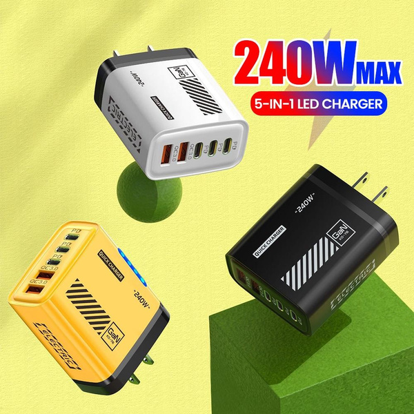 New 240W GaN Charger Adapter 5 Port PD USB Fast Charger Type C Super ...