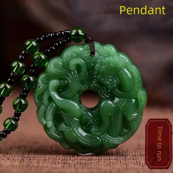 Jade Green Pi Xiu Pendant Necklace, Lucky Amulet for Men and Women ...