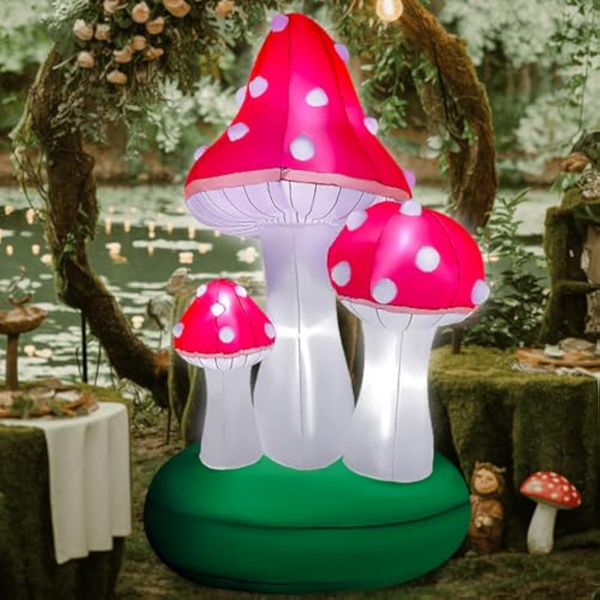 6Ft Giant Inflatables Mushroom Decorations Fairy Garden Enchanted ...