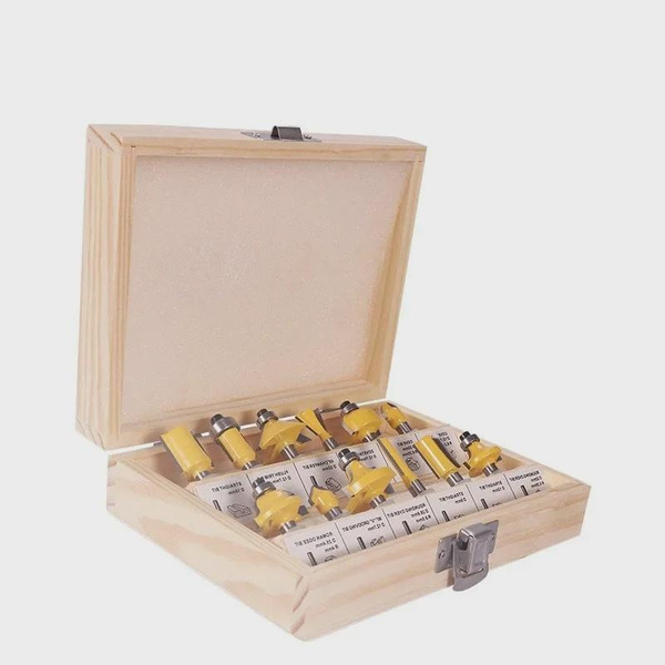 15-Piece Tungsten Carbide Router Bit Set with Wood Case, Professional ...