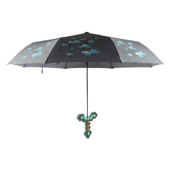 Minecraft Diamond Sword Umbrella | Kids Cartoon Anime Themed Sun & Rain ...