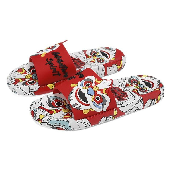 Chinese Style Flip Flops Non-Slip Sandals Unisex Bath Slippers Outdoor ...