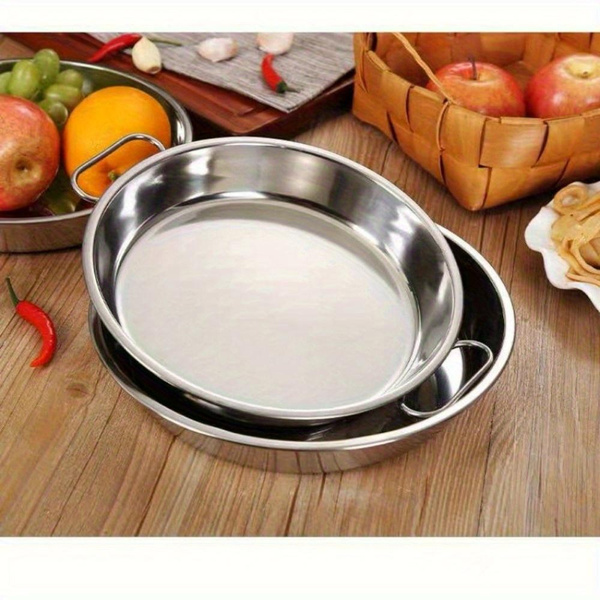 1PC Stainless Steel Liangpi Disc Extra Large Tray Cake Dish Round Rice ...