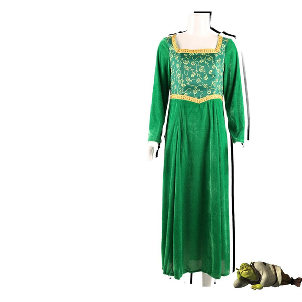 Shrek Fiona Princess Cosplay Costume, Green Dress Outfit for Character ...