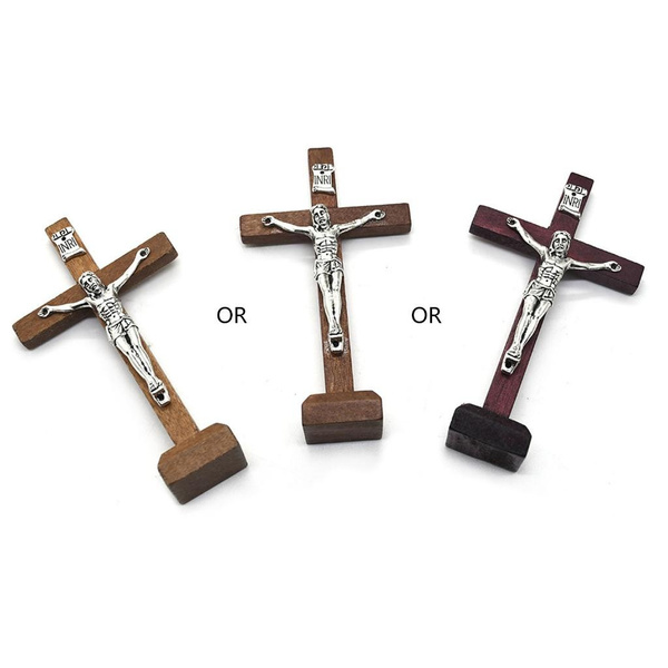 1Pc Wood Catholic Crosses Standing Crucifix Church Decoration Religious ...