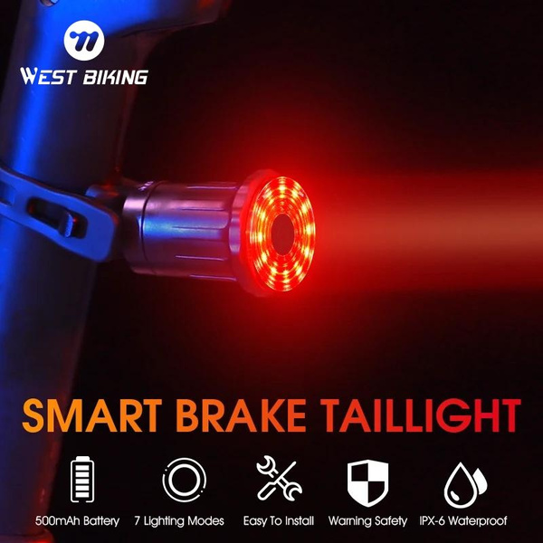 West Biking Bike Tail Light Smart Sensing Bike Brake Light IPx6 ...