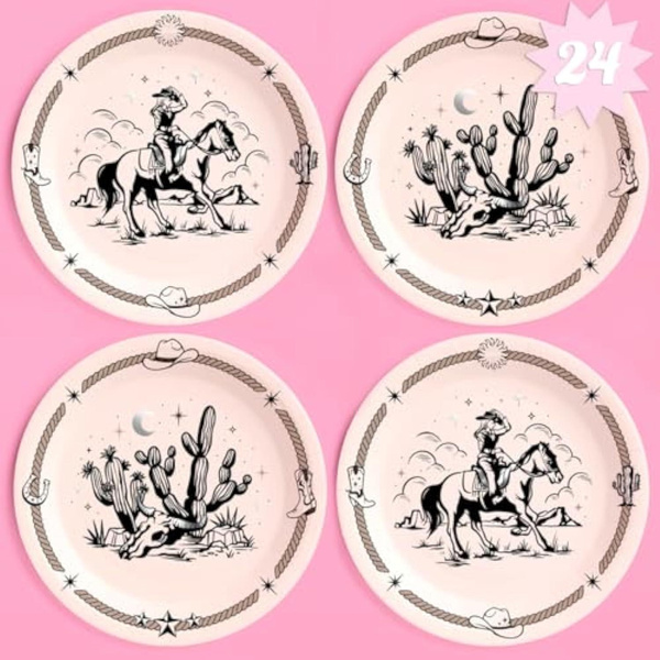 Party Western Paper Plates - 24Pcs | 9" | Rodeo Bachelorette Decor ...