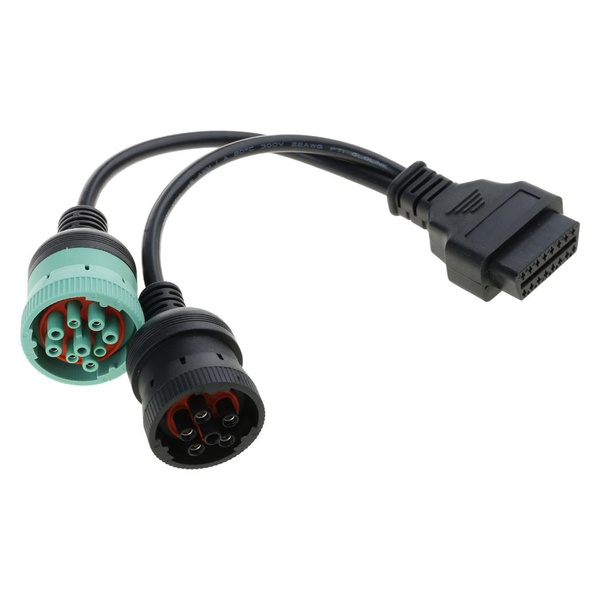 Adapter OBD J1939 J1708 J1587 9+6pin to 16Pin Split Y Cable Heavy Duty ...