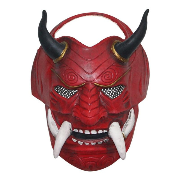 Japanese Oni Hannya Mask - 4 Color Latex Horror Mask for Halloween ...