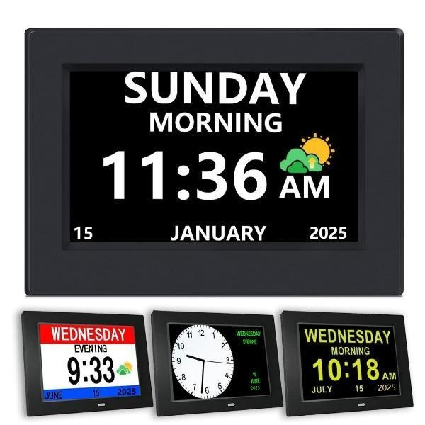 7-inch Extra Large Display Dementia & Alzheimer's Clock for Elderly - 3 ...