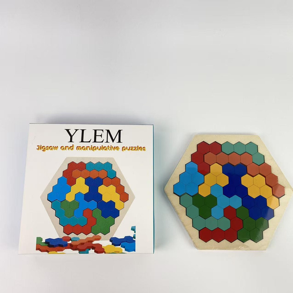 YLEM Jigsaw and manipulative puzzles,Wooden Hexagon Puzzle - Shape ...
